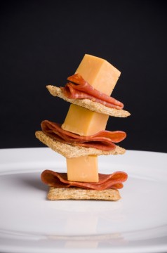 pepperoni cheese and cracker stack - UrbanMoms